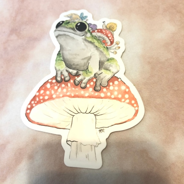 Mushroom Frog Sticker - Etsy