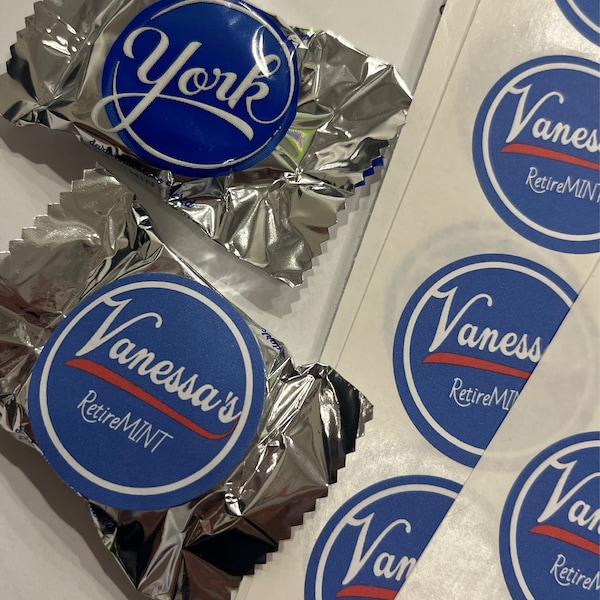 Retiremint Favor Stickers - 30 York Peppermint Patty Inspired Stickers ...
