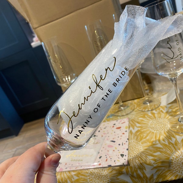 DIY Personalised Champagne Flute Decals With Roles Name Vinyl for ...