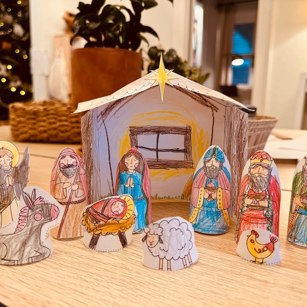 Christmas Nativity Scene Printable Paper Crafts for Kids to Coloring ...