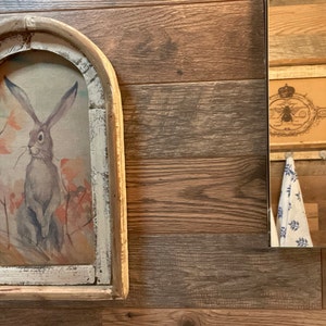 Bunny Wall Art 14 X 22 Arch Window Frame Linen Wall Hanging Rustic ...