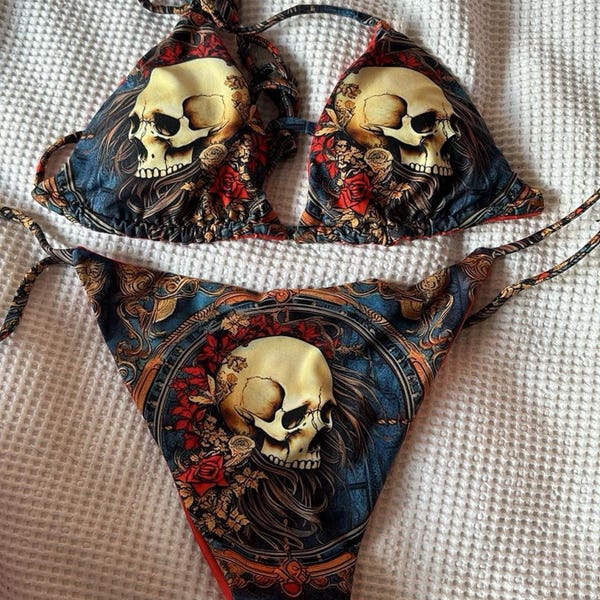 Biohazard String Bikini Top Rose Pink Black Y2K Zombie Apocalypse ...