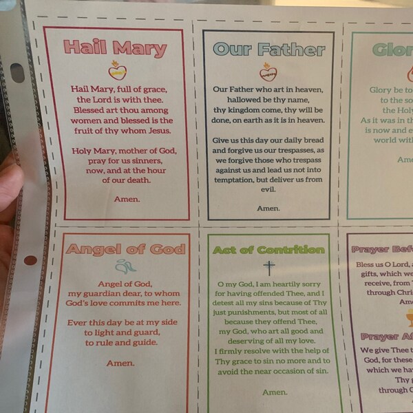 Children's Printable Prayers - Set of 6 Catholic Prayers, Printable ...