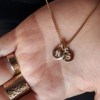 14K Solid Yellow Gold Initial Created Diamond Letters Charm Pendant for ...