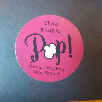 Going to Pop Stickers, Solid Color Background Stickers, Baby Shower ...