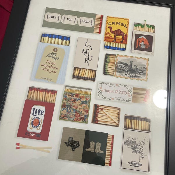 Custom Matchbox Print, Personalized Gift Matchbook Wall Art Custom ...