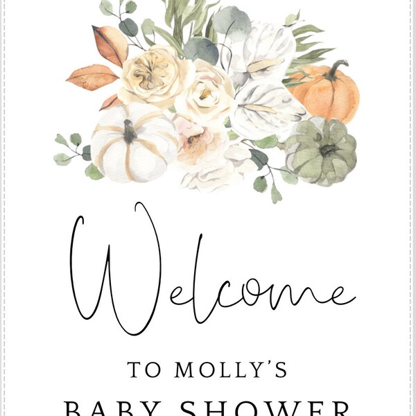 Fall Baby Shower Welcome Sign, Autumn Floral Pumpkin Party Decor - Etsy