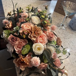 Boho Bridal Bouquet, Blush Pink and Blue Wedding Bouquet, Wedding ...