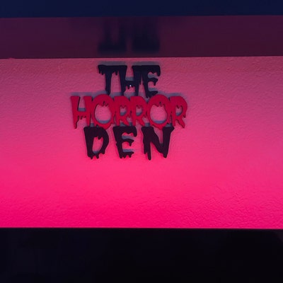 The Horror Den Wall Sign Door Sign Shelf Art, Movie Room Display Gift ...