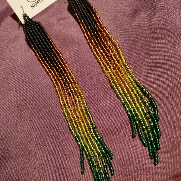 Mountain Landscape Beaded Earrings Fireweed Flowers Beadwork Earrings ...