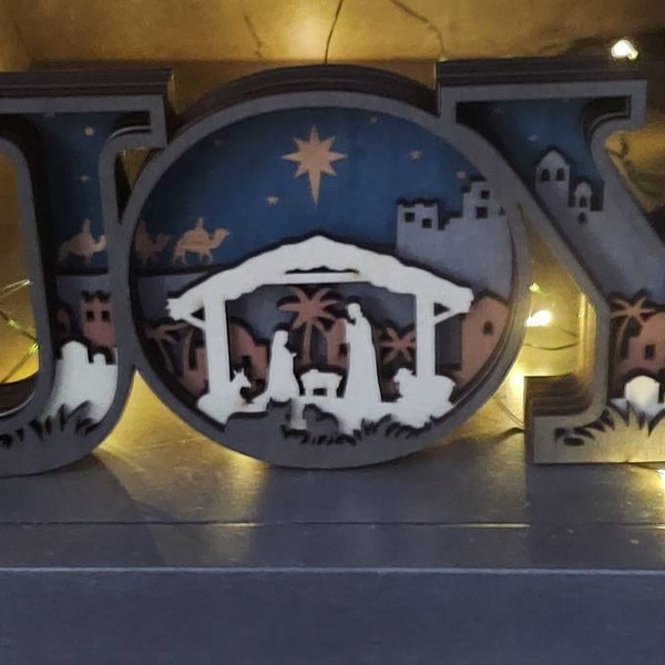 3D Carved Wooden JOY Letter Ornaments,wooden JOY Sign Lamp, JOY Desk ...