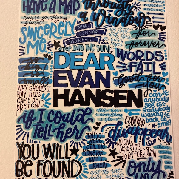 Dear Evan Hansen - Musical Theatre Poster, Broadway Wall Art, Theatre ...