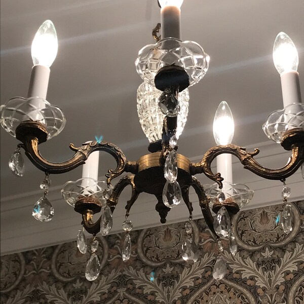 Vintage Plug-in Swag Lamp, Art Deco Art Nouveau Bubble Swirl Glass ...