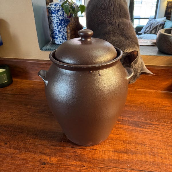 Handmade Korean Onggi Jar (1/2 Gallon) for Fermenting Soybean Paste ...