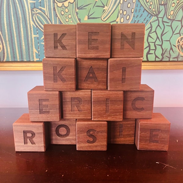 Custom Name Wooden Blocks handmade Personalized Blocks on Solid Wood ...
