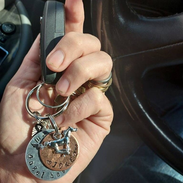 Horse Memorial Key Chain,hand Stamped Horse Key Chain,horse Memorial ...
