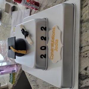 Graduation Fondant Cake Toppers, Graduation Cap, Congratulations Plaque ...