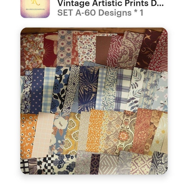 Vintage Artistic Prints Decorative Paper Set, Colorful Deco Paper for ...