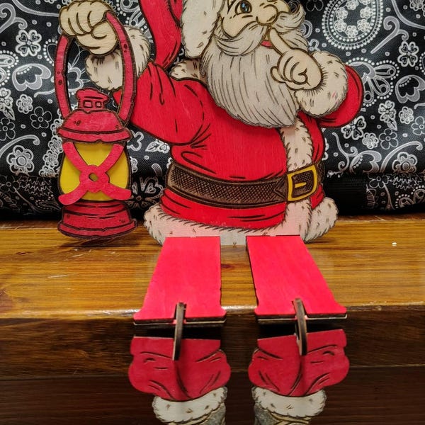 Sitting Santa Trio Laser Cut File Christmas Shelf Sitters Svg, Ai, Dxf ...