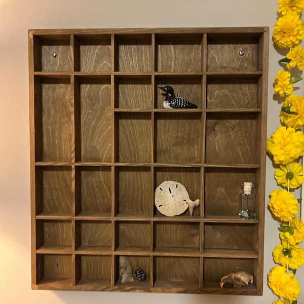 Unfinished Wooden Display With 28 Compartments Shadow Box Unpainted ...