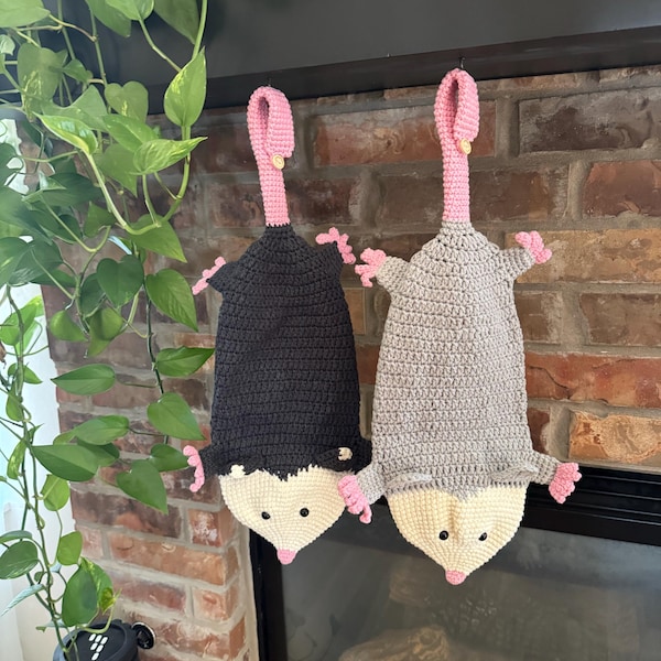Possum Christmas Stocking Crochet Opossum, Holiday Stocking Possum Bag ...