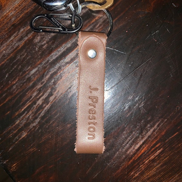 Personalized Leather Keychain, Monogrammed Leather Key Chain, Custom ...