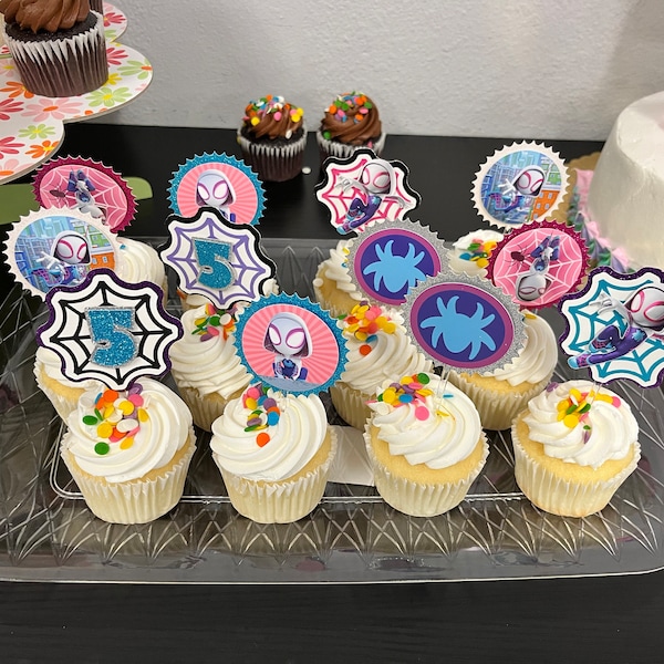 Ghost Spider Cupcake Toppers, Spider Gwen Food Toppers, Spidey and ...