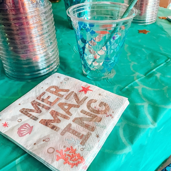 Mermaid Scales Party Drink Cup 12 Ounce Cold Drink Ware Favor Cup Paper ...