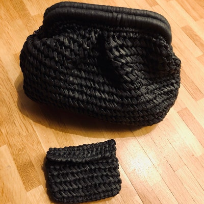 Raffia Colorful Crochet Clutch Bag Straw Knitted Raffia Bag Natural ...