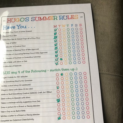 Editable Rainbow Circles Kid/tween/teen Summer/technology Rules/reward ...