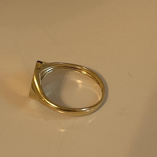 Zodiac Aries Horoscope 14K Gold Signet Pinky Ring With Real Diamond 0. ...