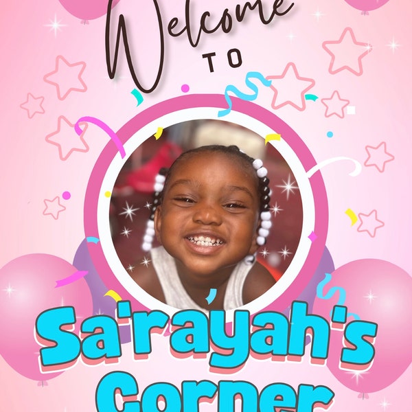 Pink and Purple Theme Custom Welcome Sign | Printable Party Sign ...