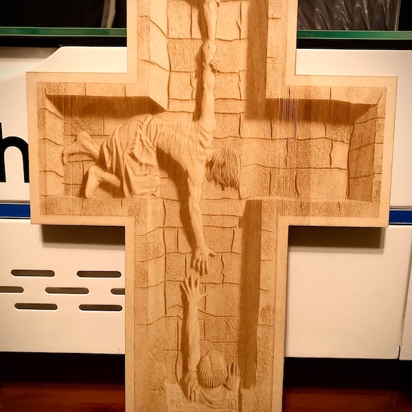 Digital Engraving File -jesus Cross Well 3D Illusion File for Wood ...