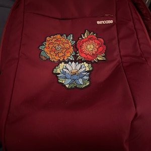 Peony Embroidered Iron on Patch Embroidered Flower Patch 3x3 Patch - Etsy