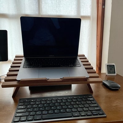 Laptop Stand Wood Made of Solid Walnut, Wood Handcrafted Laptop Holder ...