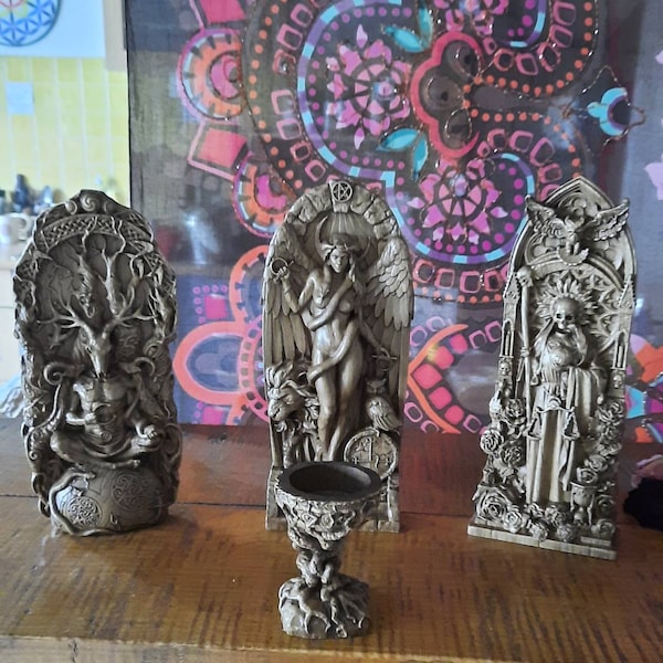 Lilith Inanna Astaroth Goddess Statue – Handmade Oak Occult Altar Decor ...