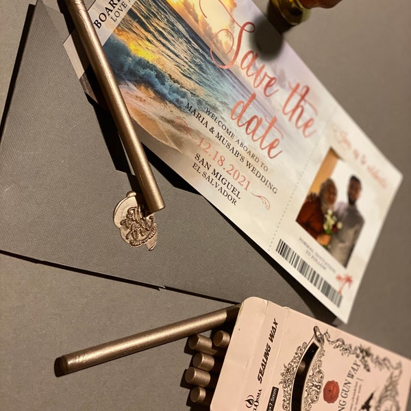 Sunset Beach Wedding Save the Date Boarding Pass Magnet - Etsy