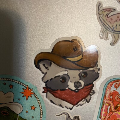 Raccoon Cowboy Sticker / Cowboy Sticker / Animal Sticker / Bandana ...