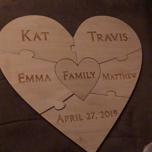 Custom Family Wooden Heart Puzzle - Family Unity Puzzle - Pregnancy ...
