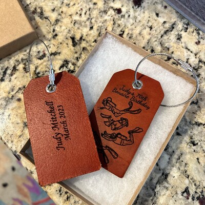 Retirement Gift, Leather Luggage Tags Teacher Retirement Class Gift ...