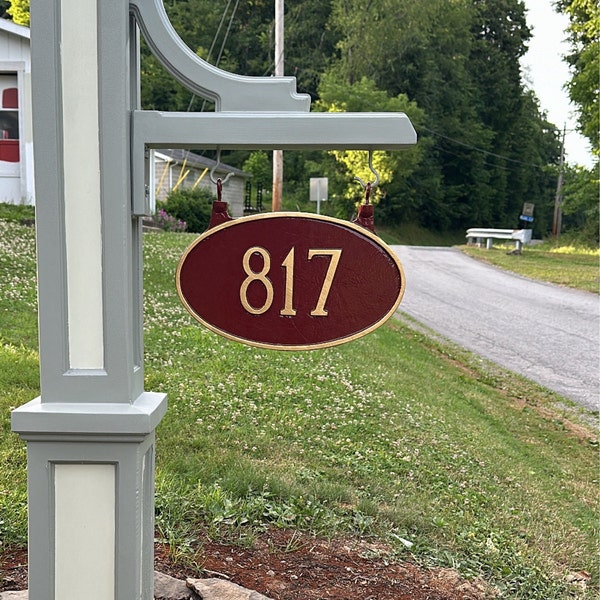 Classic Oval Double-sided Hanging Address Plaque, ONE Line Hanging ...