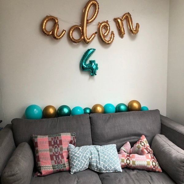 Rose Gold Custom Name Balloons, Personalized Cursive Letter Balloons ...