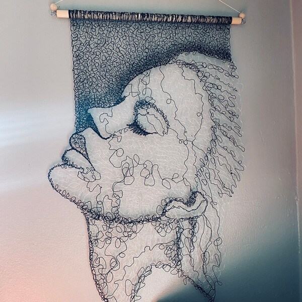 Wall Art, Face Wall Hanging, Handmade 3D Pen Drawing, Negative Space ...