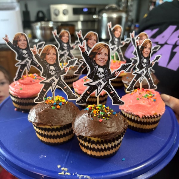 Rockstar Personalized Face Cupcake Toppers, Rock and Roll Birthday ...