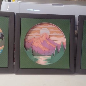 Mountain Landscape Shadow Box SVG Template, 3D SVG Shadowbox, DIY Cabin ...