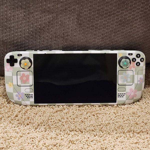 Danish Pastel Steam Deck Skin, Daisy Retro Gingham Green Checkered ...