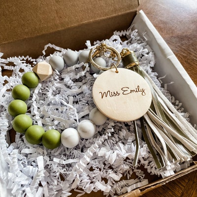 Personalized Keychain Boho Keychain Tassle Keychain Name - Etsy