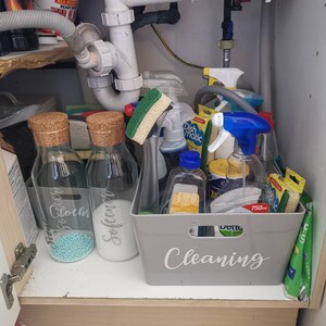 Personalised storage boxes Cleaning cupboard organisation | Etsy