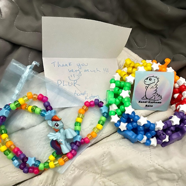 2D DNA Rainbow Kandi Cuff Bracelet in Black or White. Perfect for Any ...