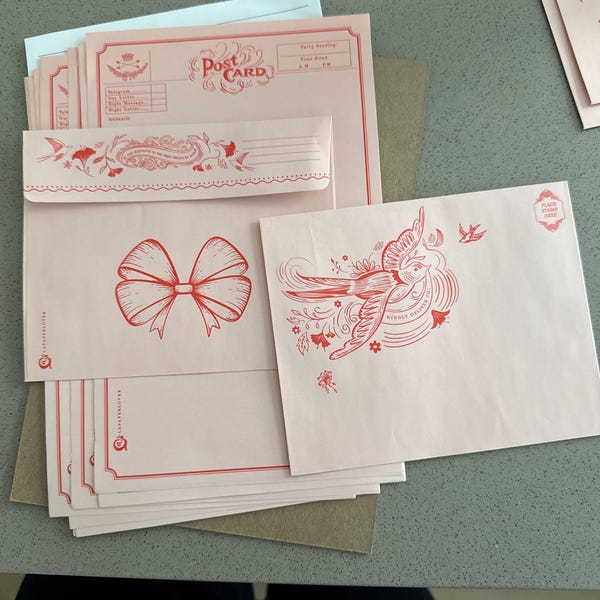 Beautiful Vintage Themed Envelope Postcard & Telegram Sheets Gorgeous ...
